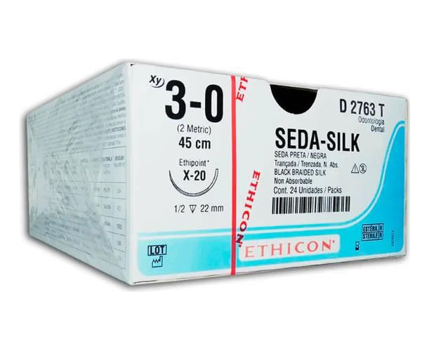 Fio de Sutura Seda 3,0 Preta Trançada - Ethicon - Dentalshop Fio de Sutura Seda 3,0 Preta Trançada - Ethicon - Dentalshop