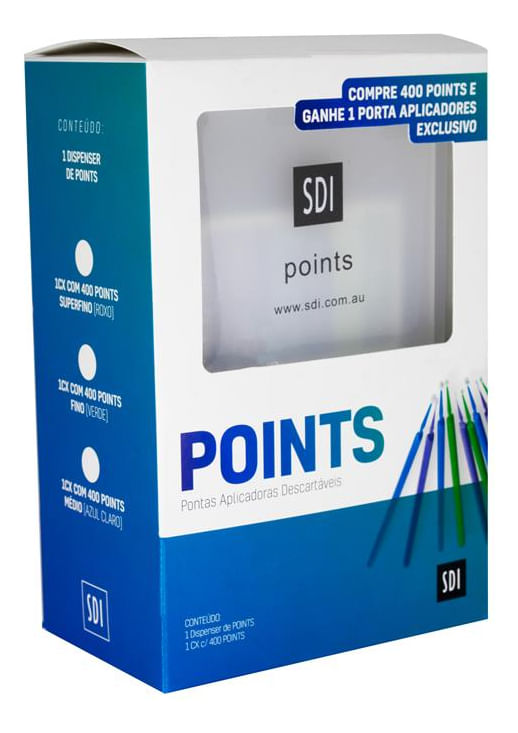 Kit de Pontas Aplicadoras Points Fino + Dispenser de Points - SDI - Dentalshop